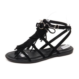 Tod's Wildledersandale mit Fransenakzent - - Shoes - Damen - Schwarzk - 36 EU