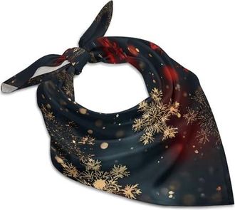 Generic Foulard carré en soie légère et motif galaxie de Noël flocon de neige pour cheveux respirant cadeau pour homme et femme, multicolore, 60x60cm