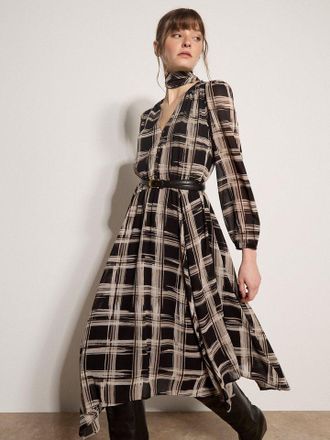 Apricot Midikleid Wadenlanges Cr&ecirc;pekleid mit elastischem Bund