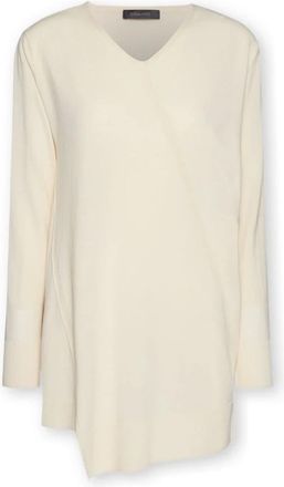 Elena Miro Femme, Pulls, Blanc, Taille: 44 FR Asymmetric Cotton and Modal Top