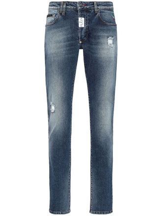 Philipp Plein jean droit à patch logo - Bleu