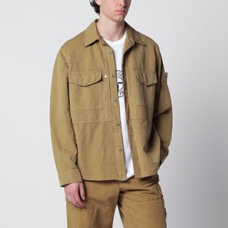 Stone Island Ghost Overshirt Regular Fit aus Baumwoll-Leinen, beige