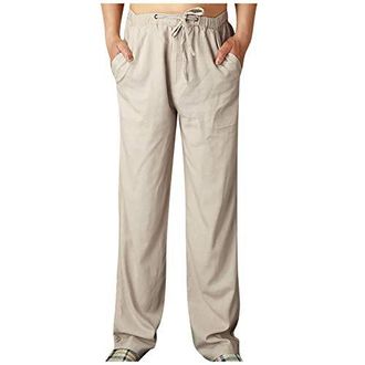Generic Pantalon en lin blanc coupe ajust&eacute;e pour homme pantalon court pour homme pantalon cargo ample avec cordon de serrage pantalon cargo d&eacute;t&eacute; slim pantalon