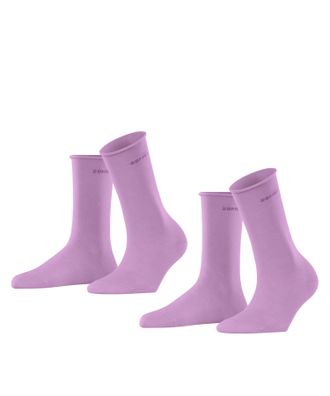 Esprit Damen Socken Basic Pure 2-Pack, Biologische Baumwolle, 2 Paar, Rot (Orchid 8621), 39-42