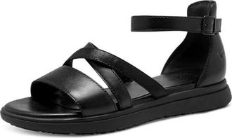 Tamaris Comfort sandales plates femme avec fermeture velcro talon ferm&eacute;, Black, 40 EU