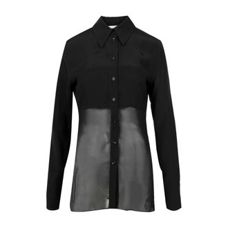 Sportmax Schwarzes Schleier Kragen Hemd Lange &Auml;rmel - - Blouses & Shirts - Damen - Schwarzk - M