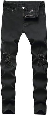 Generic Jean Homme Regular Jeans Pantalon Jeans Homme Style Gothique Sombre avec Imprim&eacute; et Coupe Large pour Une Mode High Street Unique