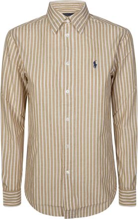 Polo Ralph Lauren Homme, Chemises, Beige, Taille: XS Camicia a righe in cotone e lino