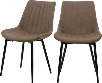 Rendez-Vous D&eacute;co Rendez-vous D&eacute;co - Lot de 2 chaises en cuir synth&eacute;tique taupe et m&eacute;tal noir - killi