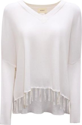 Vicolo Femme, Pulls, Blanc, Taille: ONE Size Maglione Oversize V-neck Sweater