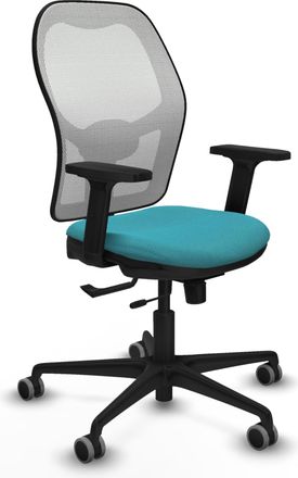 Piqueras y Crespo B&uuml;rostuhl aus Stoff mit 2D-Armen, h&ouml;henverstellbare Lendenwirbelst&uuml;tze, ausgestattet mit Syncro/Traslack und injiziertem Schaumstoff, Wei&szlig;/T&uuml;rkis