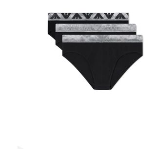 Emporio Armani Homme, Sous-v&ecirc;tements, Noir, Taille: L Embroidered-Logo Briefs (Set of Three)