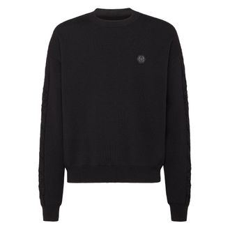 Philipp Plein Homme, Pulls, Noir, Taille: XL Pullover Col Rond Manches Longues