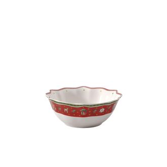 Villeroy & Boch ToyS Delight Schale, 19Cm, Für Plätzchen, Weihnachtsgeschirr Aus Porzellan, Weihnachtsmotiv Keramik, Premium Porzellan, Weiß-Rot