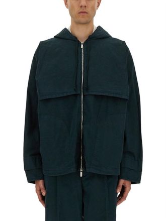 Helmut Lang Hooded Cotton-Blend Windbreaker Jacket - Green