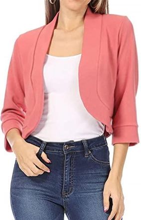 ORANDESIGNE Blazer Femme Court Chic et Elegant Business Veste Affaires OL Travail Bureau Business Cardigan Boléro Slim Fit Jacket Tailleur Blazer Casual Manteau B