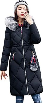 Generic Vestes pour femmes 2026 en tissu de pain &eacute;pais chaud dhiver faux - Sweat &agrave; capuche rembourr&eacute; de couleur unie grande taille, Noir, 4XL