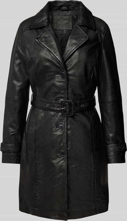 Mauritius Trenchcoat aus echtem Leder mit Taillengürtel Modell Leonne