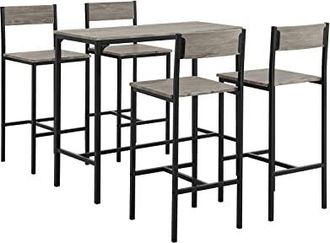 SoBuy Set de 1 Table + 4 Tabourets, Ensemble de Bar Bistrot + 4 Tabourets, Table Mange-Debout, Table Haute Cuisine, pour Salle à Manger, Cuisine, Salon, Bla