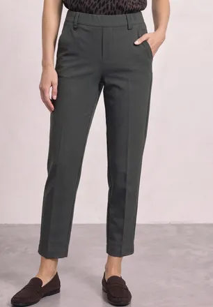 Street One Chinohose STREET ONE, Damen, Gr. 32, L&auml;nge 28, gr&uuml;n (mossbound gr&uuml;n), Stoff, 58% Viskose, 37% Polyamid, 5% Elasthan, unifarben, comfort fit kn&ouml;chellan