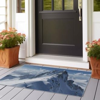 Generic Blanc Tapis Doux et Moelleux, Paysages Montagnes enneig&eacute;es Nature Tapis Design &agrave; Poil Ras Doux pour Salle &agrave; Manger Chambre Adulte et Ado 160 x 230 cm