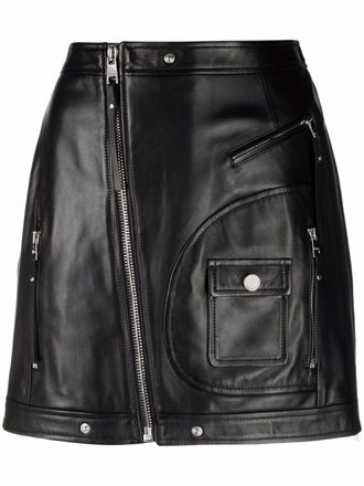 Red Valentino jupe de moto &agrave; fermeture zipp&eacute;e - Noir