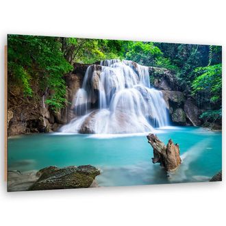 Feeby Wandbild XXL Wasserfall Deko Kunst Bilder Landschaft Blau 120x80 cm