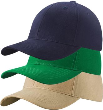 4sold (3 St&uuml;ck) Baseballkappe f&uuml;r Herren und Damen, 100% Baumwolle, Baseballkappe, Sport, l&auml;ssig, einfarbig, Sonnenhut, M&uuml;tze, Messing, Polo-Stil, klassisch