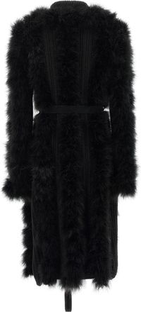 The Attico Ribbed Alpaca Blend with Feather-Effect Finish Coat - Black