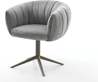 DELIFE Drehstuhl Jada-Flex Samt Grau Fu&szlig;kreuz Effektfinish Titan 360&deg; drehbar Wippfunktion Taschenfederkern, Esszimmerst&uuml;hle