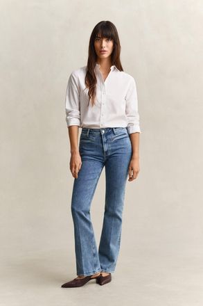 GANT Damen Monogram Jeans mit ausgestelltem Bein (32) SEMI LIGHT Blau WORN IN