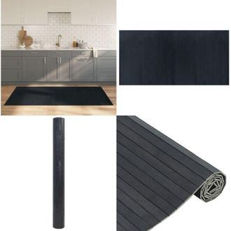 vidaXL Teppich Rechteckig Grau 100x200 cm Bambus - Bambus Teppich - Grauer Teppich - Wohnraumteppich - Rutschfester Teppich - Naturfaser Teppich - Home &