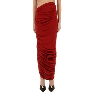 Magda Butrym Femme, Jupes, Rouge, Taille: 36 FR Jupe Maxi Drap&eacute;e en Jersey de Viscose