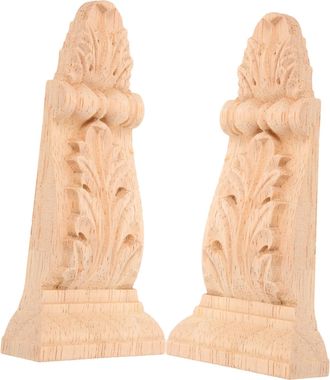 DOITOOL 2 Stück Europäische Holzschnitzerei Dekor Geschnitzte Möbelapplikationen aus Holz Klassische Onlay Applique für Tür Schrank Kommode Wanddeko DIY Möbel