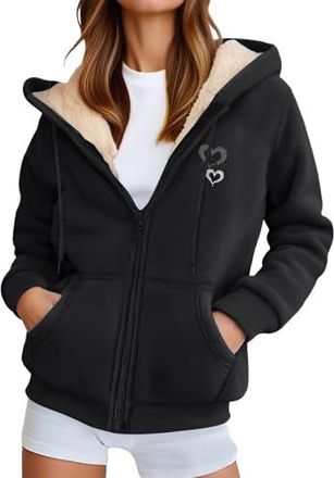 Generic Vestes unisexes &agrave; capuche en polaire &agrave; fermeture &eacute;clair pour femme, veste dhiver chaude et douce avec poches pour sports de plein air d&eacute;contract&eacute;s, No