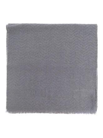 Emporio Armani écharpe en laine à motif chevrons - Gris