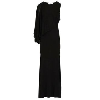 Self Portrait Femme, Robes, Noir, Taille: 36 FR Robe Longue Viscose Tricot&eacute;e Une &Eacute;paule
