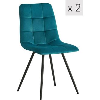 Nordlys Nordlys - Lot de 2 Chaises de Salle a Manger Scandinaves Capitonnees Metal