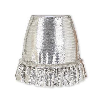 Paco Rabanne Pailletten-Minirock mit R&uuml;schen - - Skirts - Damen - Grau - XS