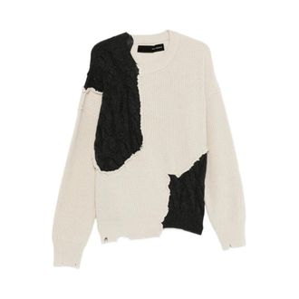 Isabel Benenato Isabel Benenato, Homme, Pulls, Beige, Taille: M Pull Beige en Maille Câble Distressed