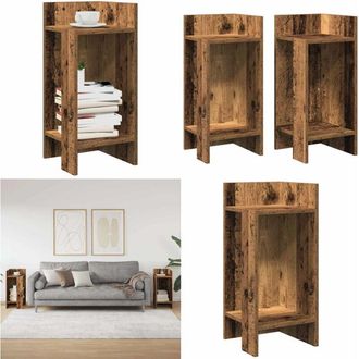 vidaXL vidaXL Beistelltische 2 Stk. mit Ablage Altholz-Optik 25,5x27x60 cm