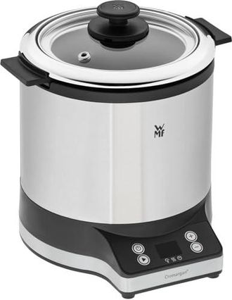 WMF Küchenminis Reiskocher 220 W, mit Lunch-to-go-Box, Damfgarer, platzsparend, Innentopf mit To-Go-Deckel 1l, Reiskocher mini cromargan matt