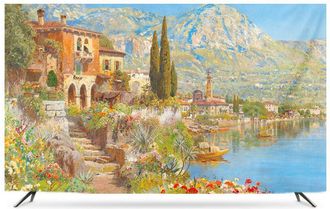 Generic Licht Luxus Wind &ouml;lgem&auml;lde Tv Abdeckung Staub Abdeckung 32-80in Tv Abdeckung Stoff Abdeckung Tv Abdeckung Staub Abdeckung(Size:65IN,Color:A)