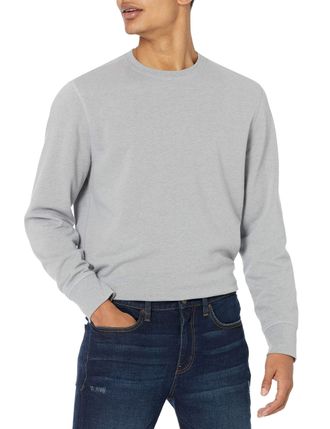 Amazon Essentials Herren-Sweatshirt, langärmelig, leicht, Fleece, French Terry, Rundhalsausschnitt, Hellgrau meliert, Größe XXL