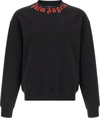 Palm Angels Homme, Sweatshirts et sweats &agrave; capuche, Noir, Taille: M Neck Logo SweaT-shirt