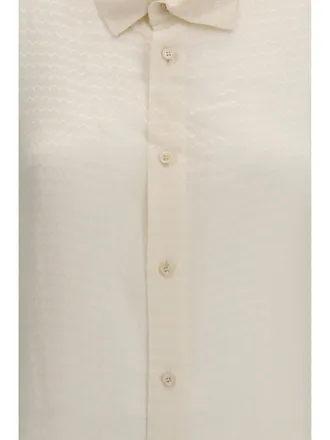 Fendi Womens Jacquard Silk Shirt Ivory