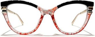 Generic Lunettes &agrave; motif oeil de chat - Monture rouge/noire et multicolore avec d&eacute;tails dor&eacute;s, lunettes &eacute;l&eacute;gantes d&eacute;coratives au quotidien pour femme, Noir et