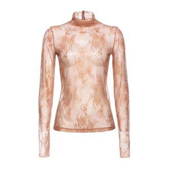 Pinko Pinko, Femme, Tops, Beige, Taille: 42 FR Traminer Maglia Pizzo Strech Laminato