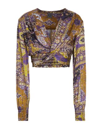 8 by YOOX PRINTED VISCOSE CROP TOP