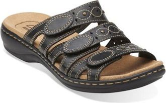 Clarks Damen Leisa Kakteen Flache Sandale, Schwarz Leder, 38.5 EU Weit